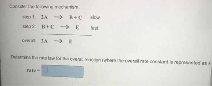 Consider The Following Mechanism. Determine The Ra... | Chegg.com Consider The Following Mechanism. Determine The Ra... | Chegg.com