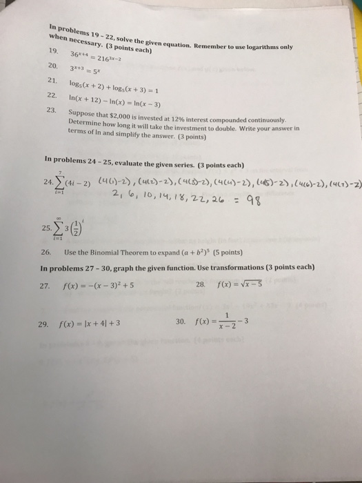 Solved: Math 103 College Algebra Review Final Exam In Prob... | Chegg.com