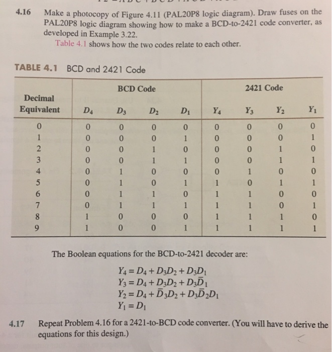 Solved I Need Help With Problem 4 17 2421 Code To Bcd Co