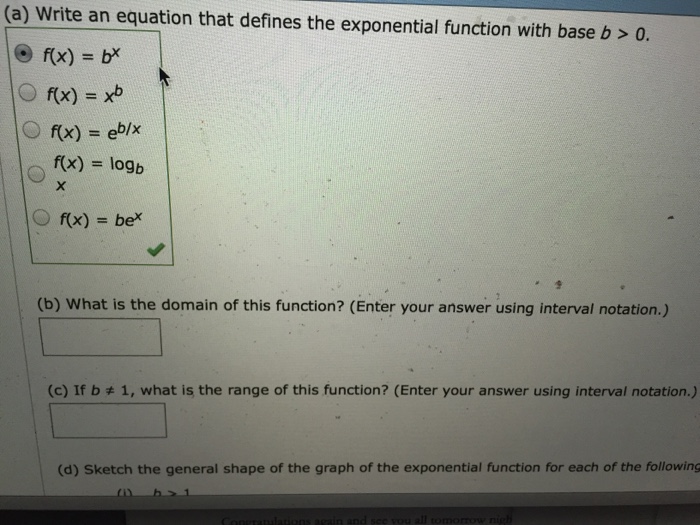 A Write An Equation That Defines The Exponential 