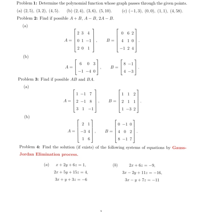 Solved Determine The Polynomial Function Whose Graph Pass 