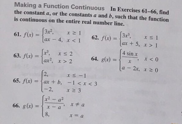 Solved Find The Constant A Or The Constants A And B Suc