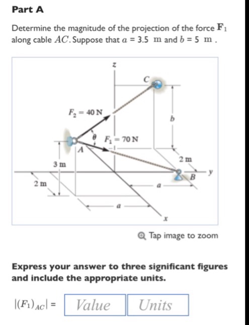 Determine The Magnitude Of The Projection Of The F