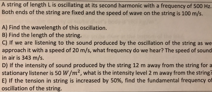Solved A string of length L is oscillating at its second | Chegg.com