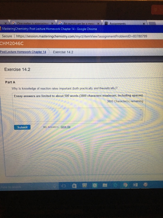 Solved Mastering Chemistry Post Lecture Homework Chapter