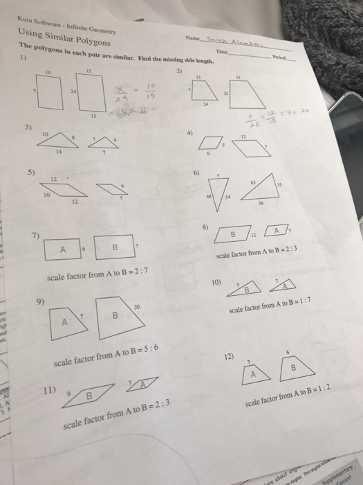 Solved The Polygons In Each Pair Are Similar Find The Mi Chegg