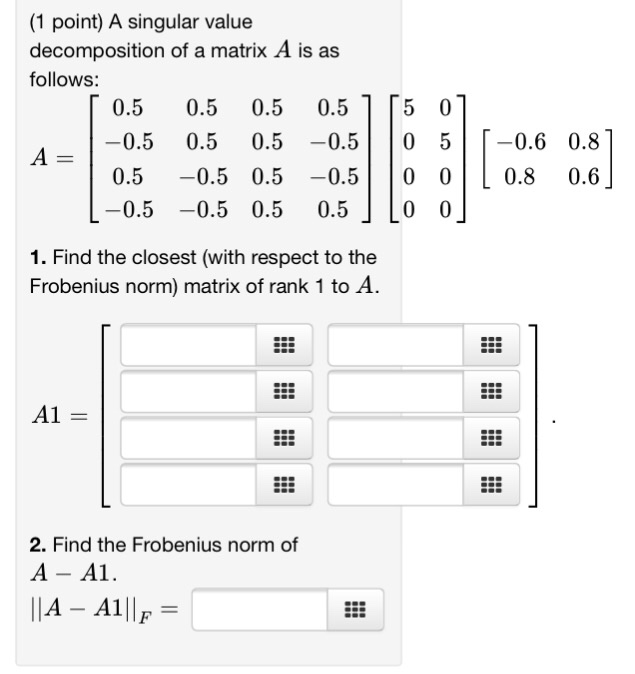 A Singular Value Decomposition Of A Matrix A Is As