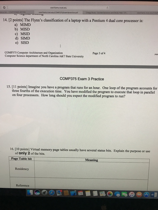 Solved The Flynns Classification Of A Laptop With A Pent 