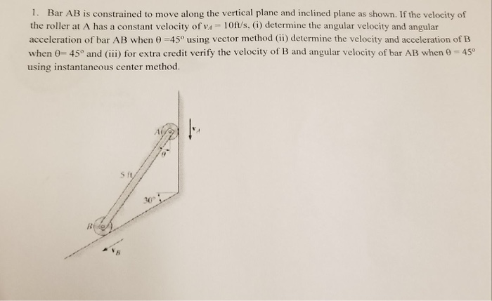 Solved 1. Bar AB is constrained to move along the vertical | Chegg.com