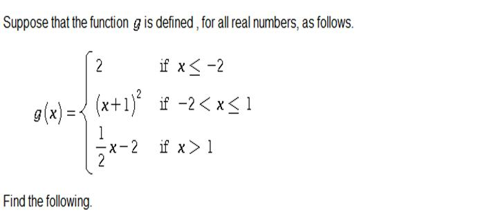 Suppose That The Function G Is Defined For All