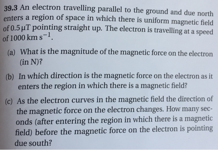 Solved An Electron Travelling Parallel To The Ground And