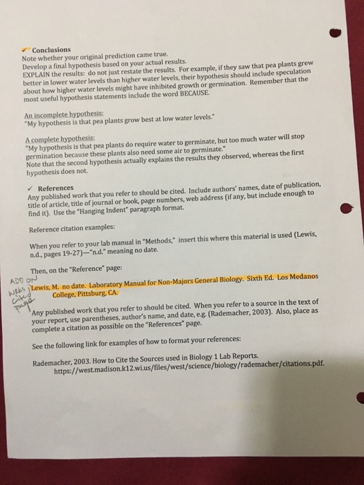 Biology Lab Report Example