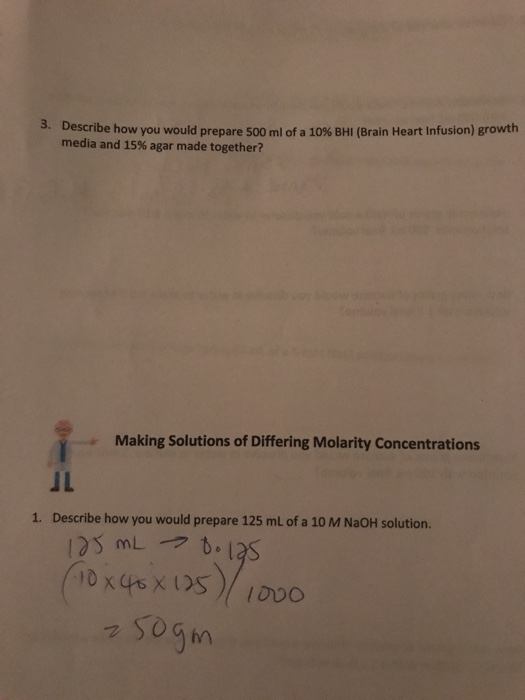 Solved Describe how you would prepare 50 mL of a 5 mM NaCl | Chegg.com