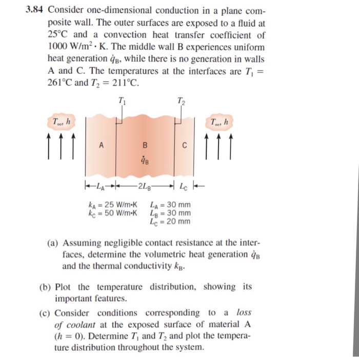 Solved 3.84 Consider one-dimensional conduction in a plane | Chegg.com