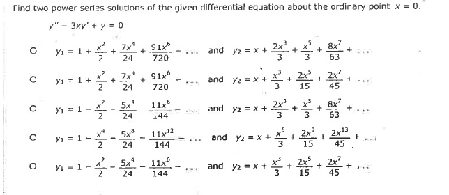 Find Two Power Series Solutions Of The Given Differential... | Chegg.com Find Two Power Series Solutions Of The Given Differential... | Chegg.com