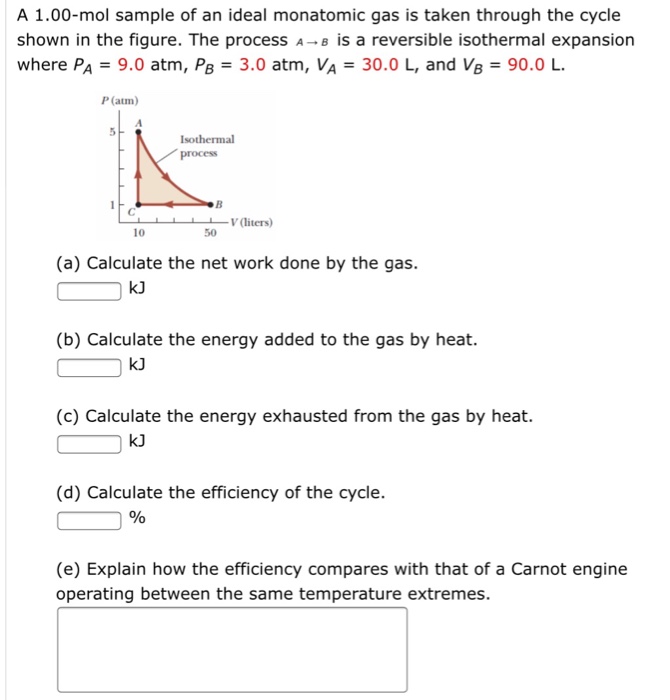 A 1.00-mol Sample Of An Ideal Monatomic Gas Is Tak... | Chegg.com A 1.00-mol Sample Of An Ideal Monatomic Gas Is Tak... | Chegg.com