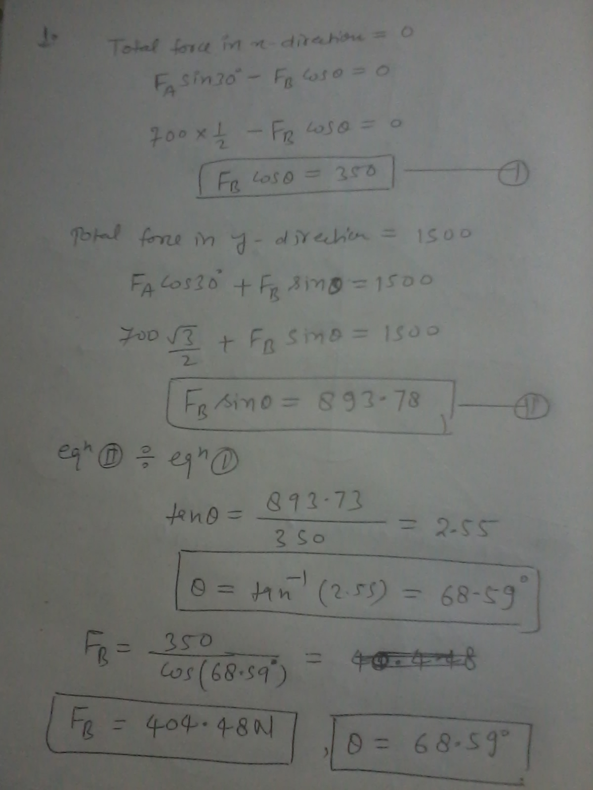 Solved Determine The Magnitude And Orientation θ Of Fb So That The