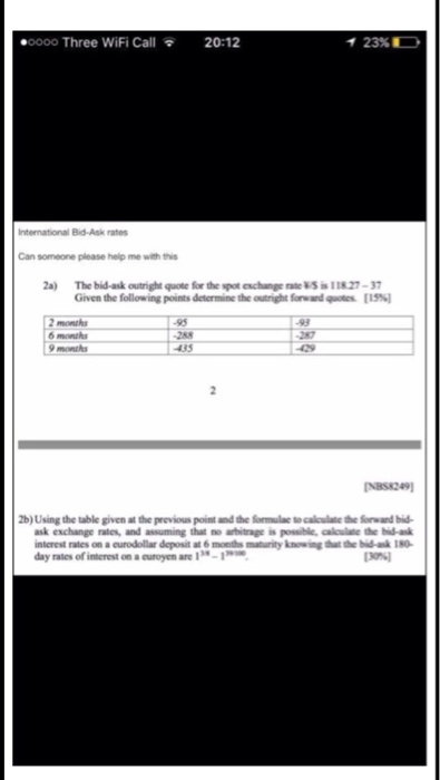 A The Bid Ask Outright Quote The Spot Exchange Ra Chegg
