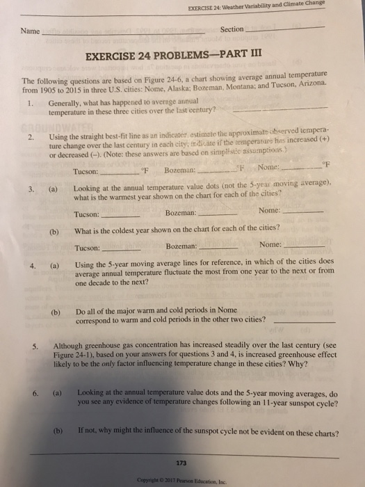 Solved EXERCISE 24: Weather Variability and Climate Change | Chegg.com