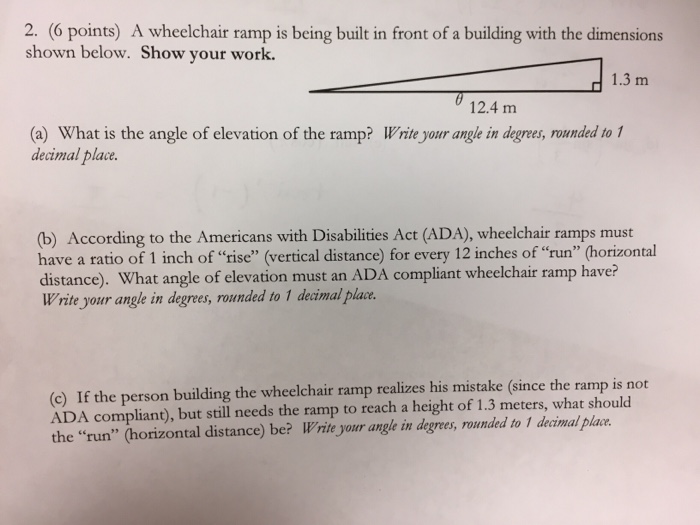 Solved A wheelchair ramp is being built in front of a | Chegg.com
