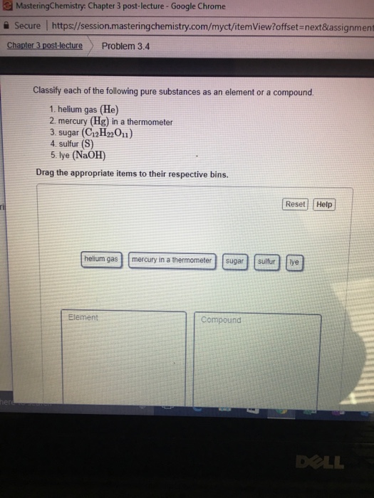 Solved: Classify Each Of The Following Pure Substances As ... | Chegg.com