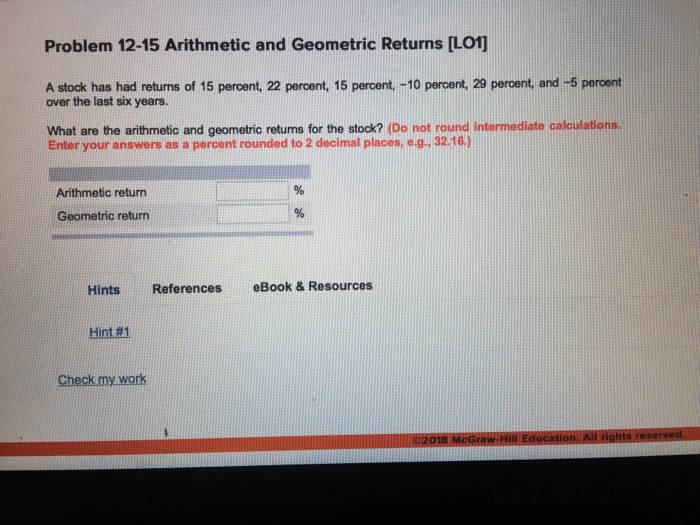 Solved Problem 12-15 Arithmetic and Geometric Returns [Lo1 A | Chegg.com