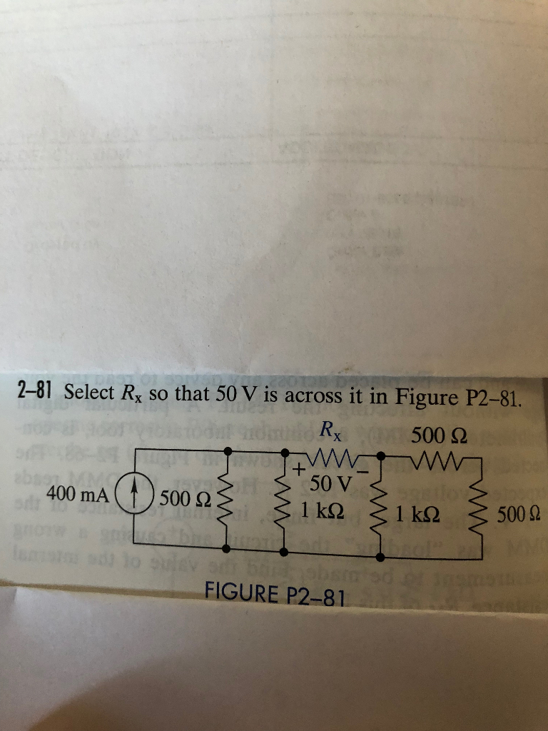 Solved Select Rx so that 50 V is across it in the figure | Chegg.com
