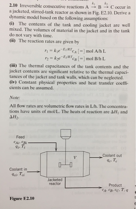 Solved 2.10 Irreversible consecutive reactions A → B → C | Chegg.com