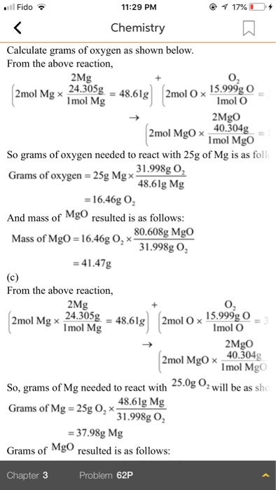 Solved 3.62 Magnesium metal burns in oxygen to form | Chegg.com
