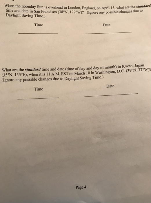 Solved When the noonday Sun is overhead in London, England, | Chegg.com