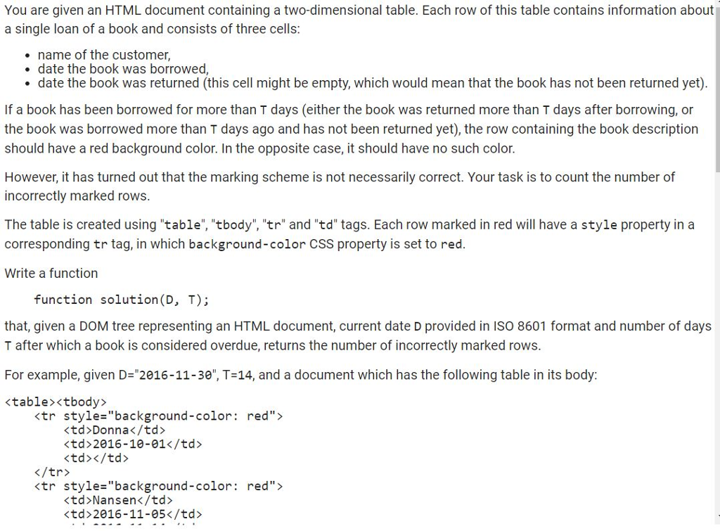 Solved: You Are Given An HTML Document Containing A Two-di... | Chegg.com