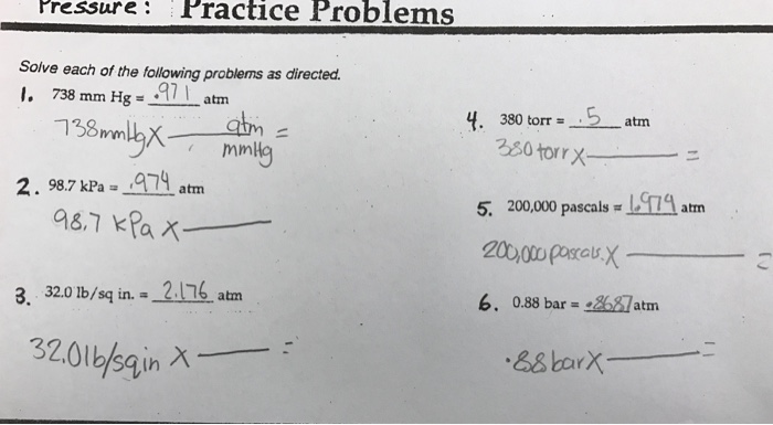 Solved Pressure: Practice Problems Solve each of the | Chegg.com