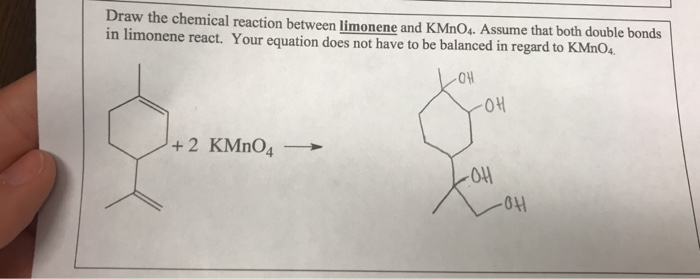 Solved: Draw The Chemical Reaction Between Limonene And KM... | Chegg.com