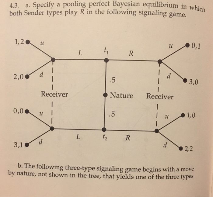 Solved 4.3. a. Specify a pooling perfect Bayesian | Chegg.com