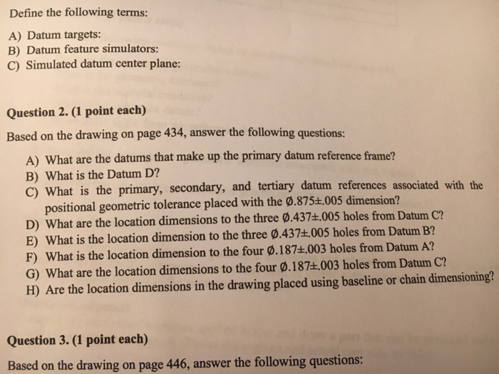 Solved Define the following terms: A) Datum targets: B) | Chegg.com