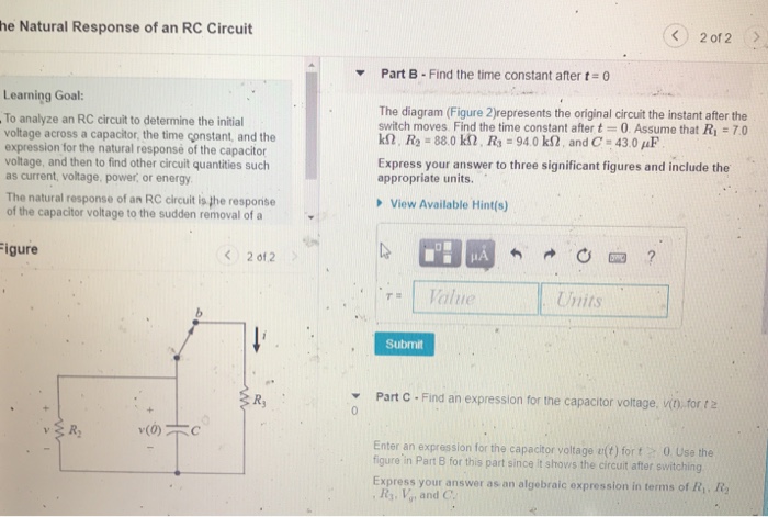 Solved: The Natural Response Of An RC Circuit 2 Of 2 Learn... | Chegg.com