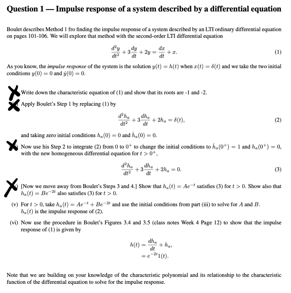 Solved Question 2 Impulse Response Of A System Described