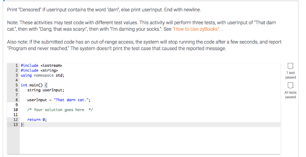 Solved: Print "Censored" If Userlnput Contains The Word "d... | Chegg.com