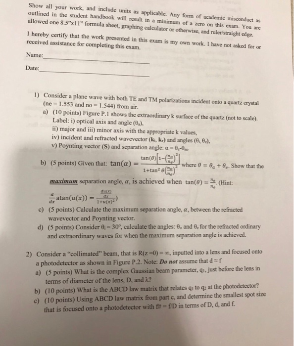 Solved: Show All Your Work, And Include Units As Applicabl... | Chegg.com