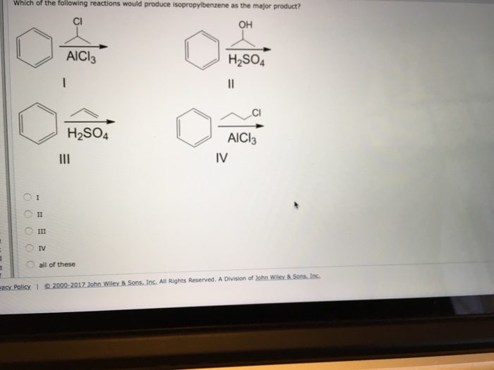 Solved: Of The Following Reactions Would Produce Isopropyl... | Chegg.com