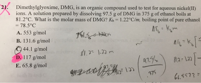 Solved Dimethylglyoxime, DMG, is an organic compound used to | Chegg.com