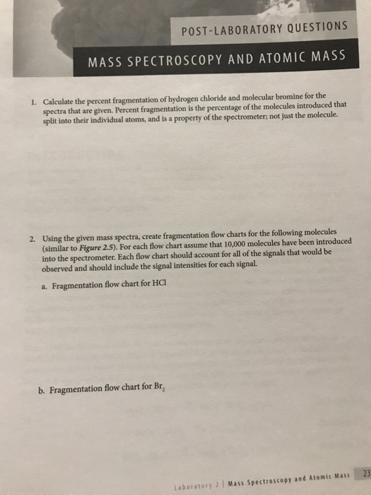Solved: POST-LABORATORY QUESTIONS MASS SPECTROSCOPY AND AT... | Chegg.com