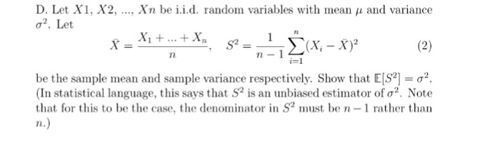 Solved: Let X1, X2..., Xn Be I.i.d. Random Variables With ... | Chegg.com