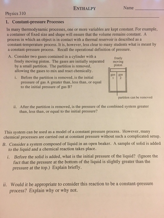 Solved Constant-pressure Processes In many thermodynamic | Chegg.com