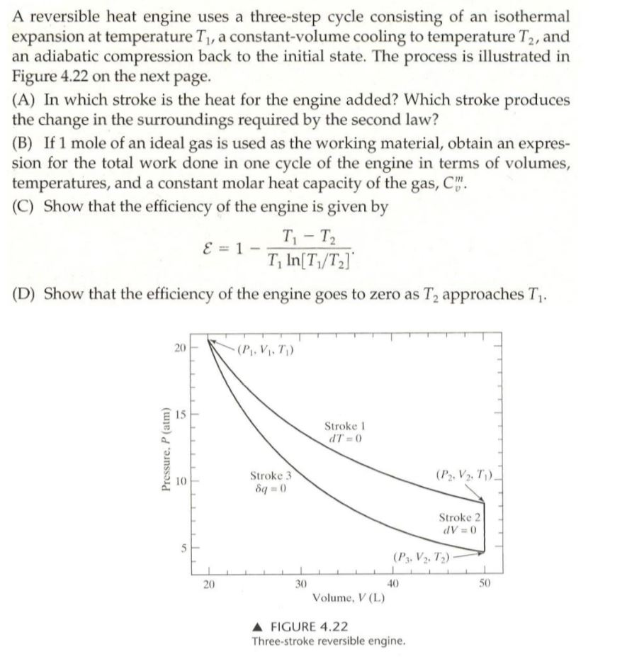 Solved A reversible heat engine uses a three-step cycle | Chegg.com
