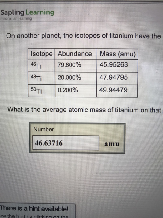 Solved: On Another Planet The Isotopes Of Titanium Have Th... | Chegg.com