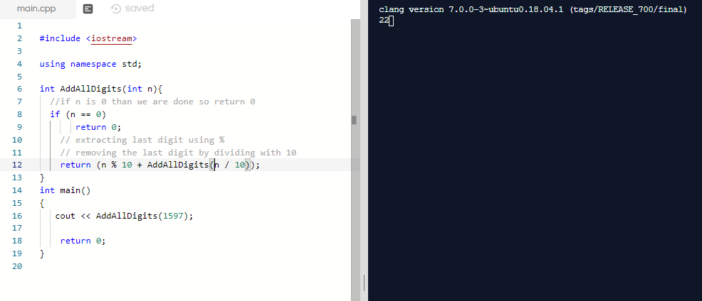 C Make Function Adds Digits Int Using Recursion Example Function Named ...