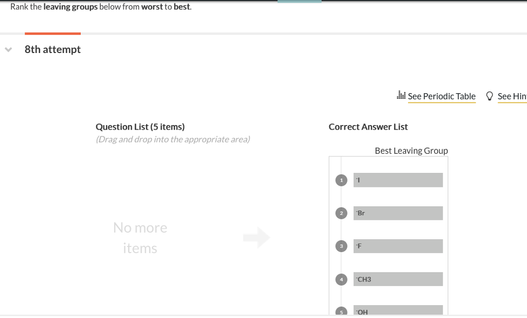 Solved Rank the leaving groups below from worst to best. 8th | Chegg.com