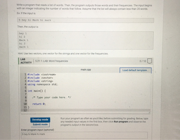 Solved Write A Program That Reads A List Of Words Then