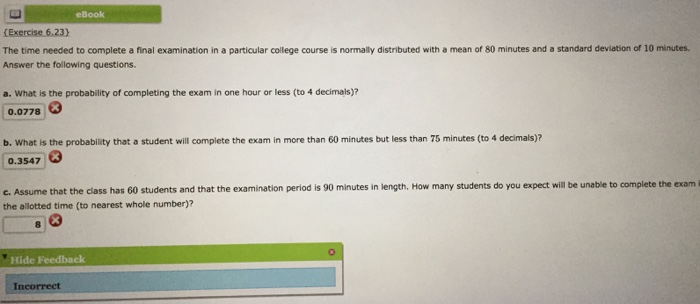 Solved: EBook (Exercise 6.23 The Time Needed To Complete A... | Chegg.com Solved: EBook (Exercise 6.23 The Time Needed To Complete A... | Chegg.com